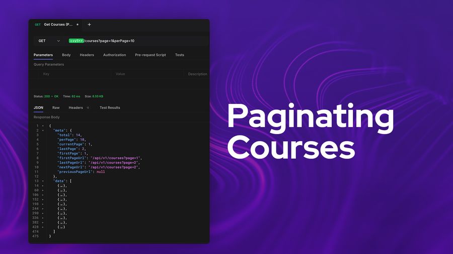 Adding an API to an AdonisJS Web App: Paginating our Course List | Adocasts Lesson