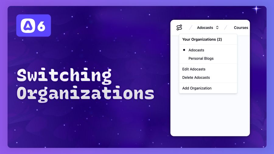 Building with AdonisJS & Inertia: Switching Between Organizations | Adocasts Lesson